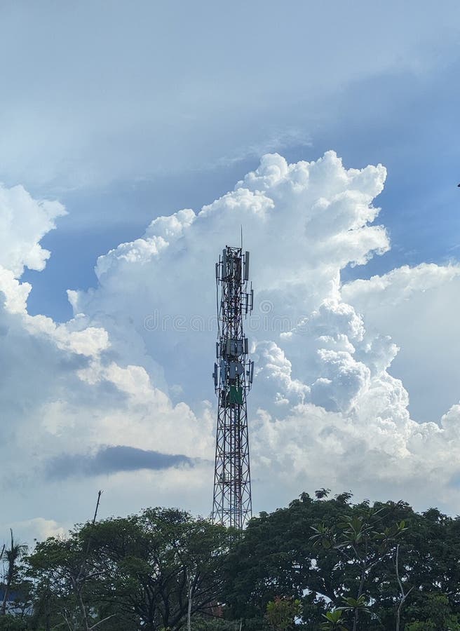 A Towering Signal Transmitter Towering Amidst the Trees. the Background ...