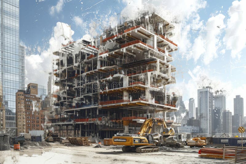 A Towering Skyscraper with Abundant Construction Equipment ...