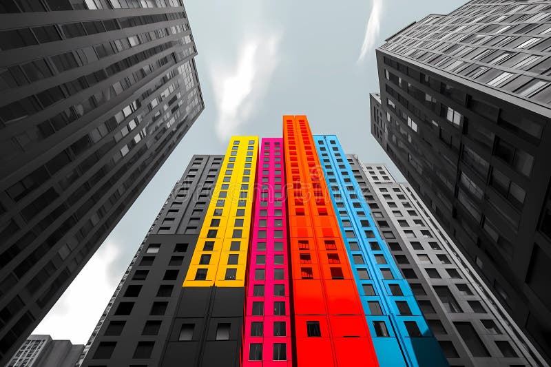 A Towering Skyscraper Building Stock Illustration - Illustration of ...