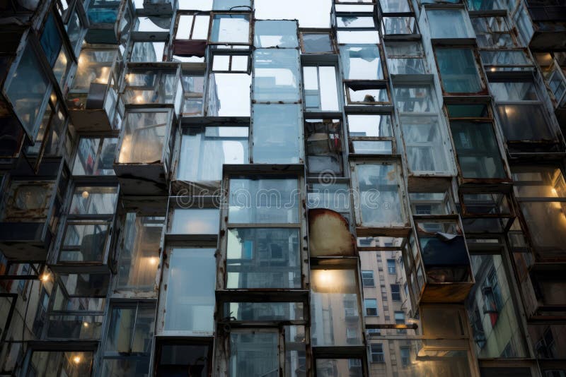 Towering Skyscraper Wall from Outside Window. Generate Ai Stock ...