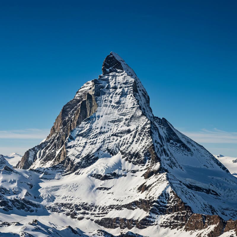 A Towering, Snow-capped Mountain with a Sharp, Pyramidal Peak Under a ...