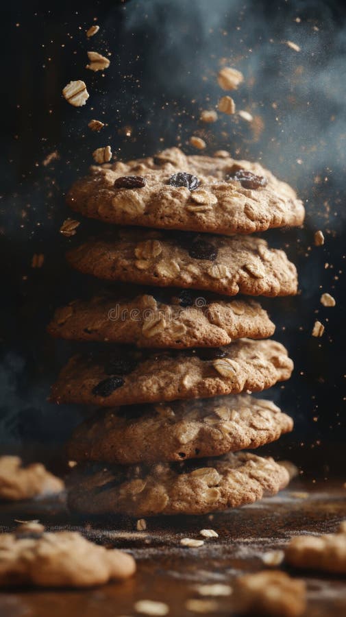 Towering Stack of Cookies with Whimsical Smoke Rising Above Creating an ...