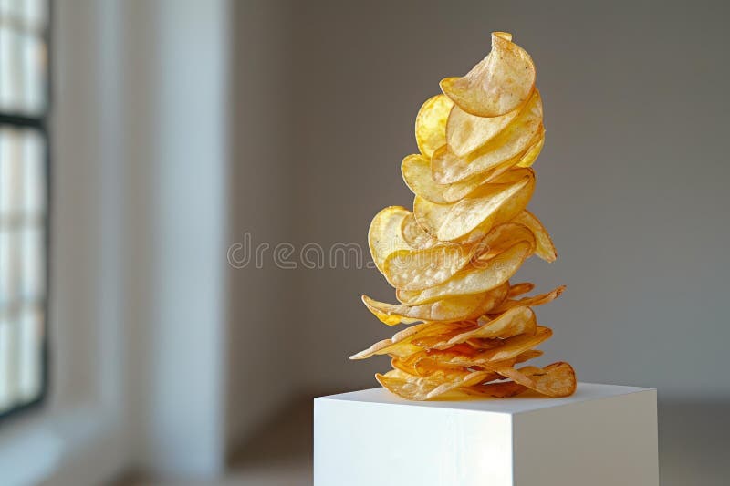Towering Stack of Crispy Potato Chips Stock Illustration - Illustration ...