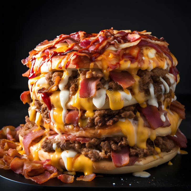 Stacked Burger Pizza stock illustration. Illustration of fast - 341300451