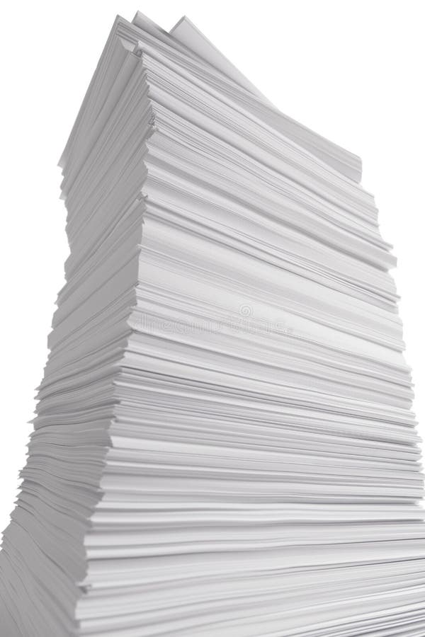 Towering Stack of Paper stock image. Image of isolated - 73345485