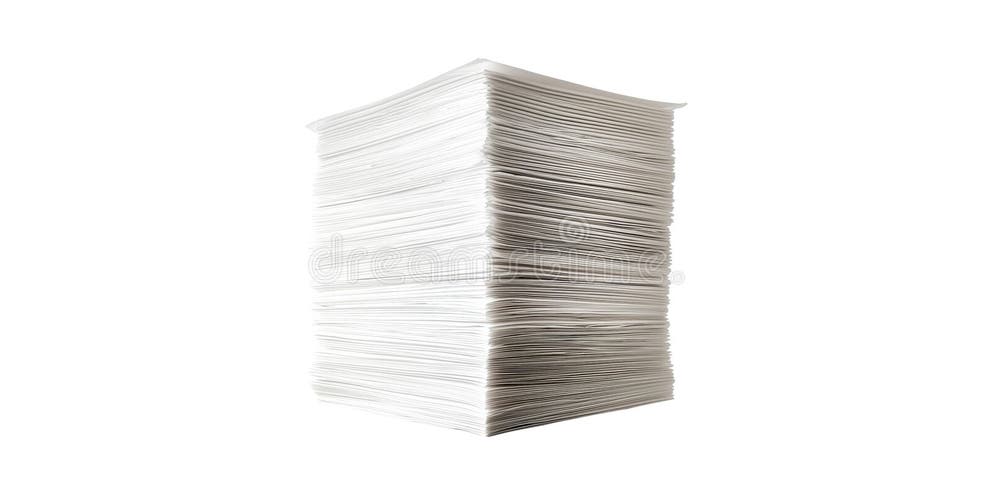 Towering Stack of Paper Sheets. Symbol of Office Workload and Document Management Isolated on ...