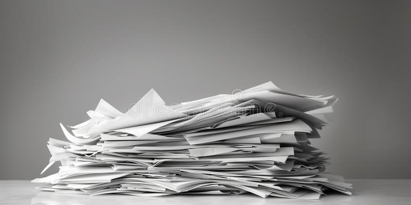 Towering Stack of Papers Symbolizing Overload and Organization Stock ...