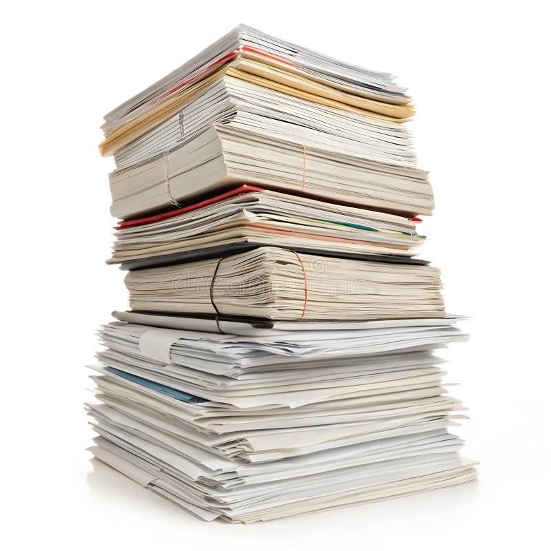 Towering Stack of Paperwork and Files Stock Illustration - Illustration ...