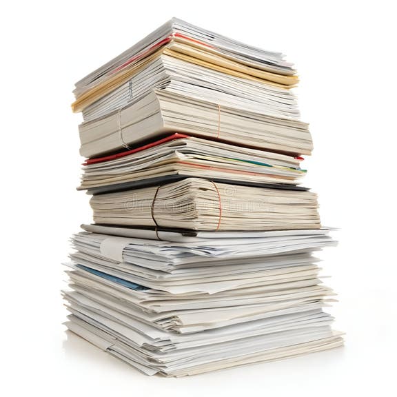 Towering Stack of Paperwork and Files Stock Illustration - Illustration ...