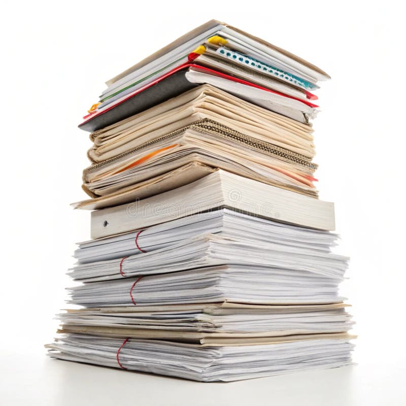 Towering Stack of Paperwork and Files Stock Illustration - Illustration ...