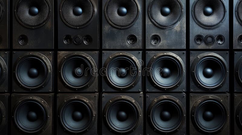 A Towering Stack of Professional Loudspeakers, Arranged in a Grid ...