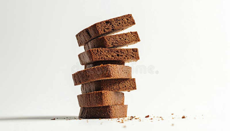 Towering Stack of Rye Bread Slices on a Clean White Background Stock ...