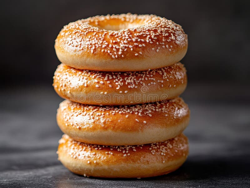 Towering Stack of Three Delicious Donuts for a Sweet Morning or ...