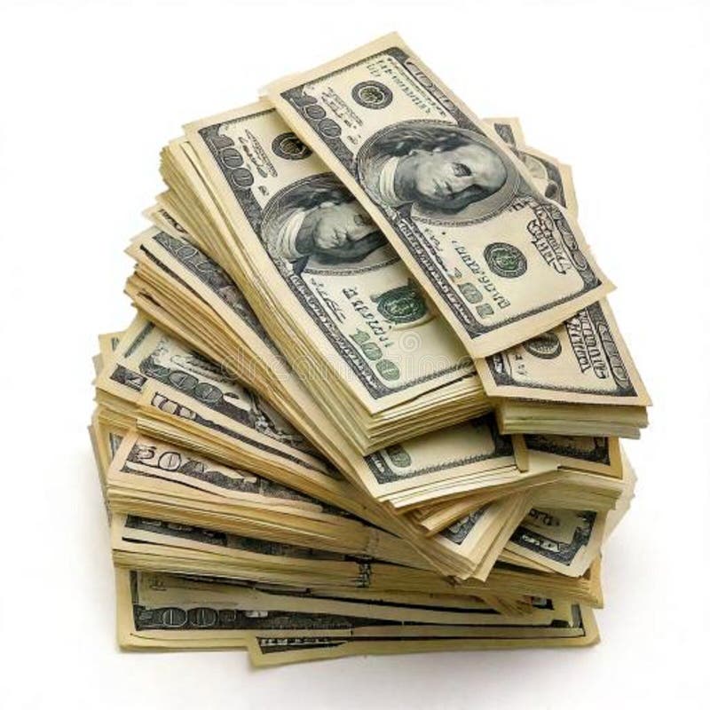 Towering Stack of U.S. Dollar Bills: a Wealth Symbol Featuring Crisp ...