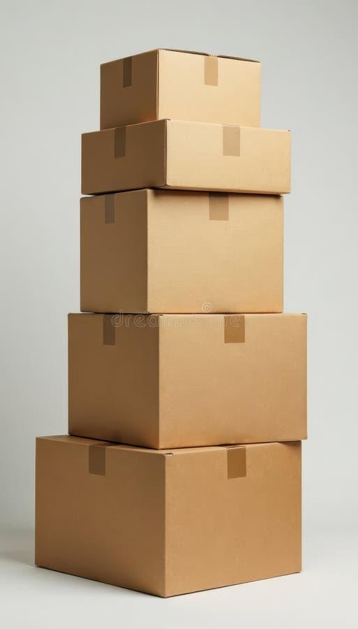 A Towering Stack of Used Cardboard Boxes Ready for Recycling , Light ...