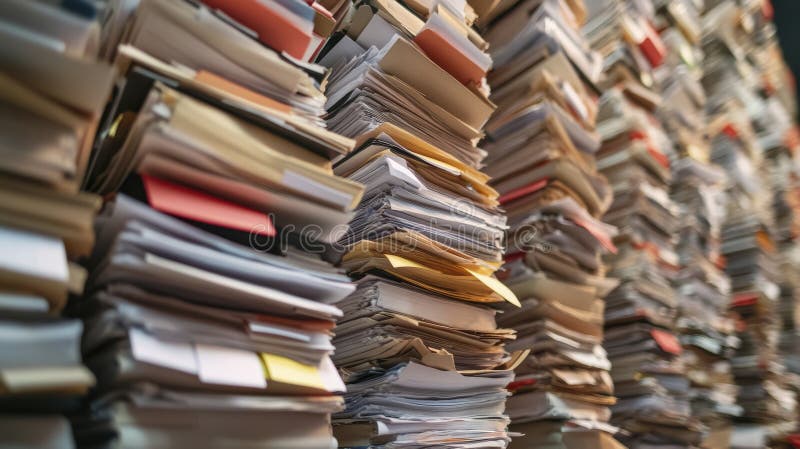 Towering Stack of Assorted Papers and Documents Stock Illustration ...