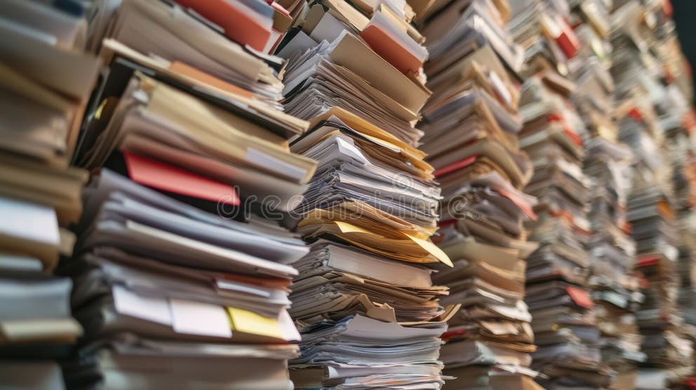 Towering Stack of Assorted Papers and Documents Stock Illustration ...