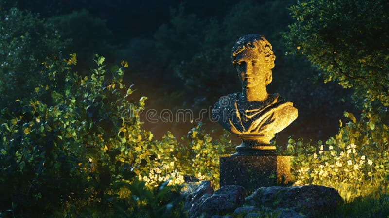 A Towering Statue Bathed in the Warm Glow of Twilight Stands ...