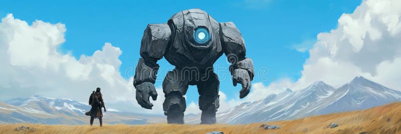 A Towering Stone Golem a Colossal Construct of Ancient Power Awakens in ...