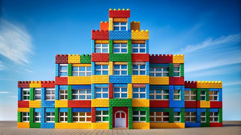 A Towering Structure of Learning: a Word School Built from Colorful Bricks AI Generated Stock ...