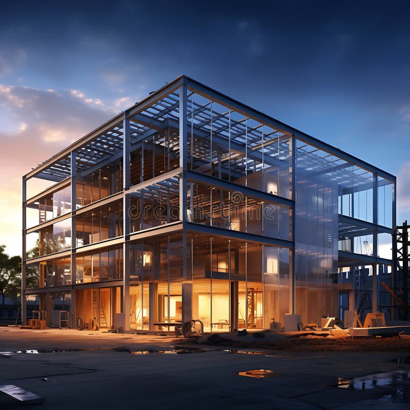 A Building Under Construction with a Few Windows Stock Illustration ...