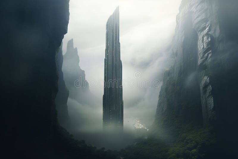 Towering Structure Rising Dramatically from the Stock Illustration ...