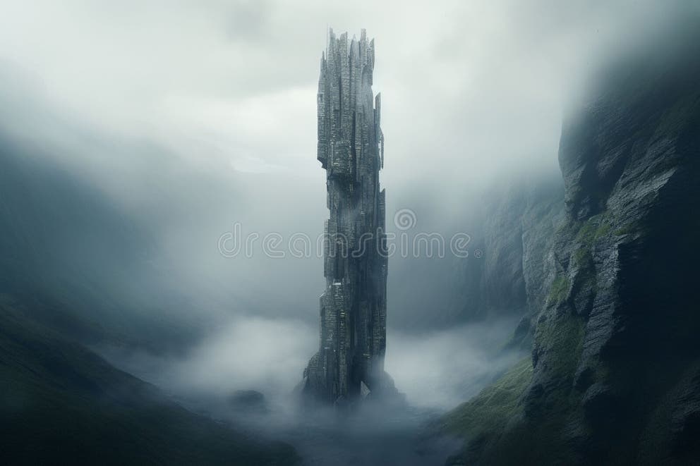 Towering Structure Rising Dramatically from the Stock Illustration ...