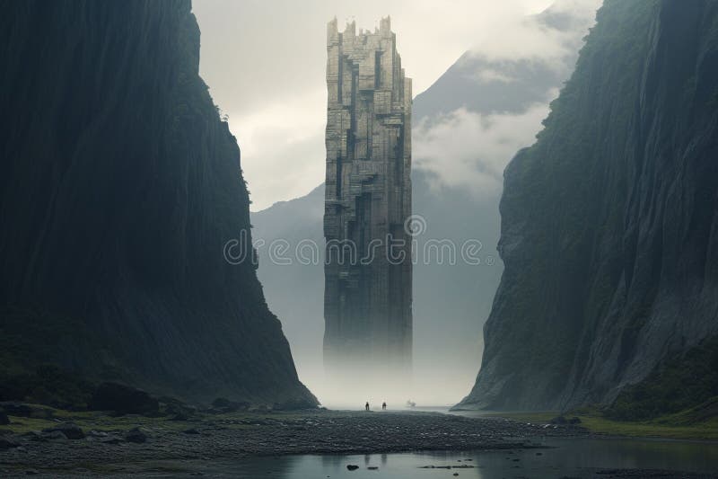 Towering Structure Rising Dramatically from the Stock Illustration ...