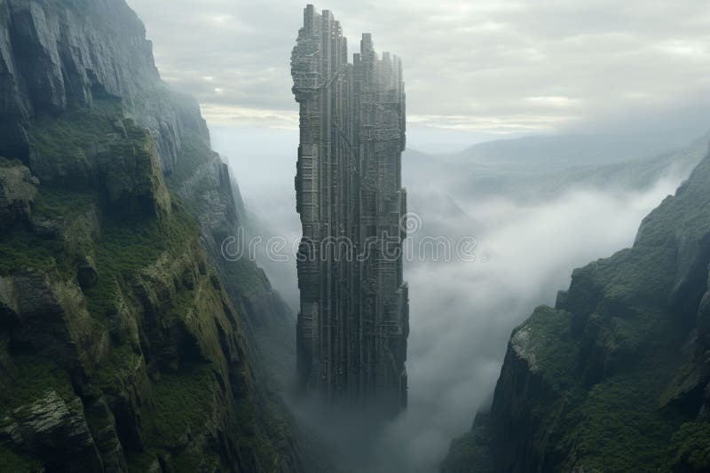 Towering Structure Rising Dramatically from the Stock Illustration ...