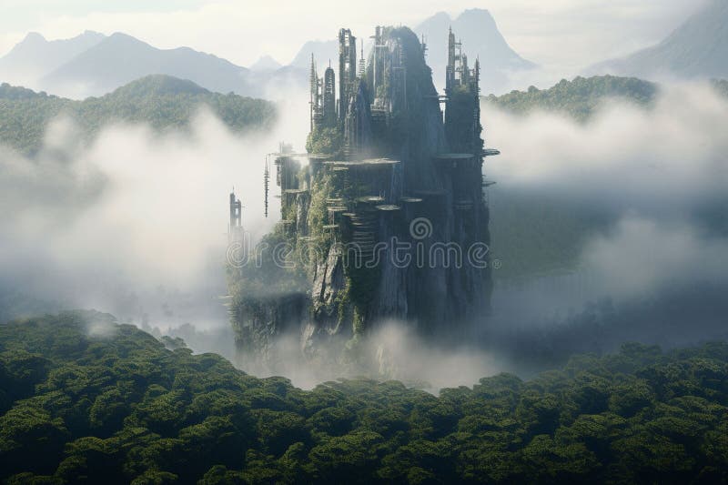 Towering Structure Rising Dramatically from the Stock Illustration ...