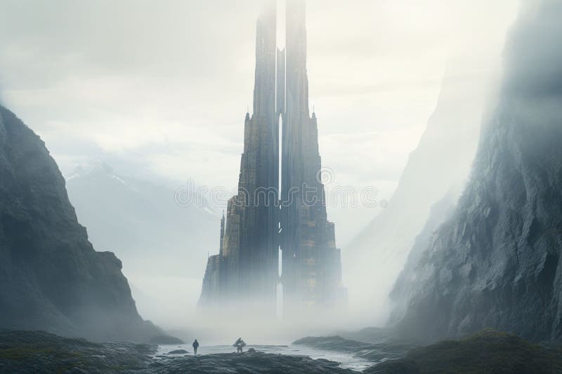 Towering Structure Rising Dramatically from the Stock Illustration ...