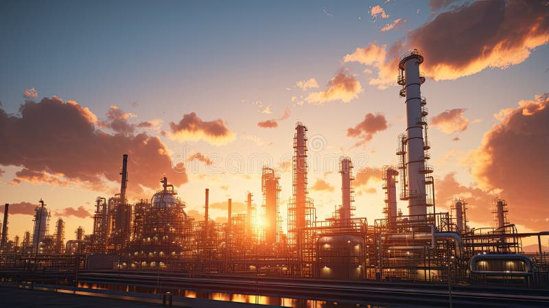 The Towering Structures and Intricate Network of Pipes and Machinery at an Oil Refinery ...