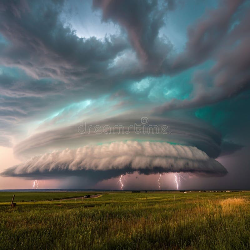 Towering Supercell Storm with Dramatic Circular Cloud Formations ...