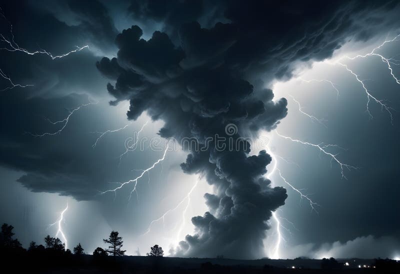 A Towering Supercell Thunderstorm with Dark, Swirling Clouds ...