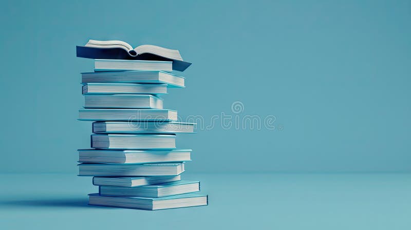 Towering Tales: a Gathering of Knowledge on a Blue Canvas Stock Photo ...
