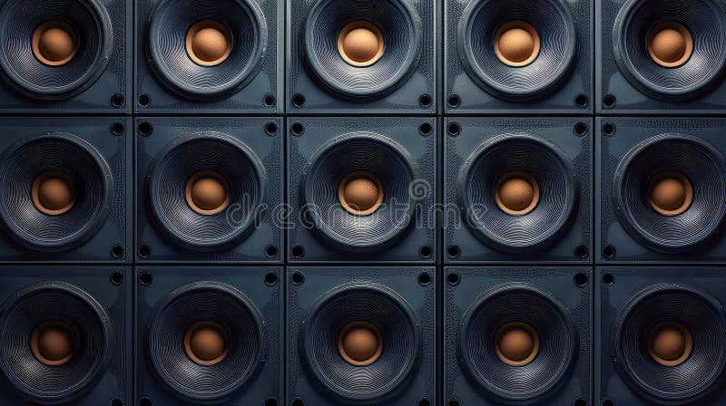 A Towering Wall of Professional Subwoofers, Arranged in a Grid Pattern ...