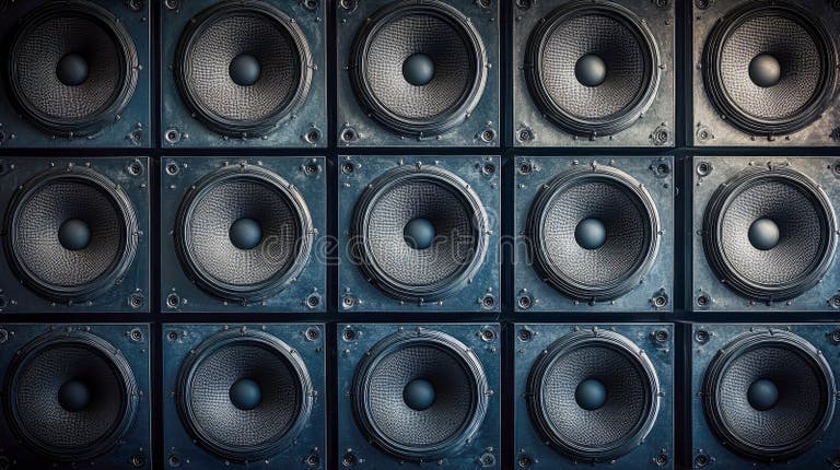 A Towering Wall of Professional Subwoofers, Arranged in a Grid Pattern ...