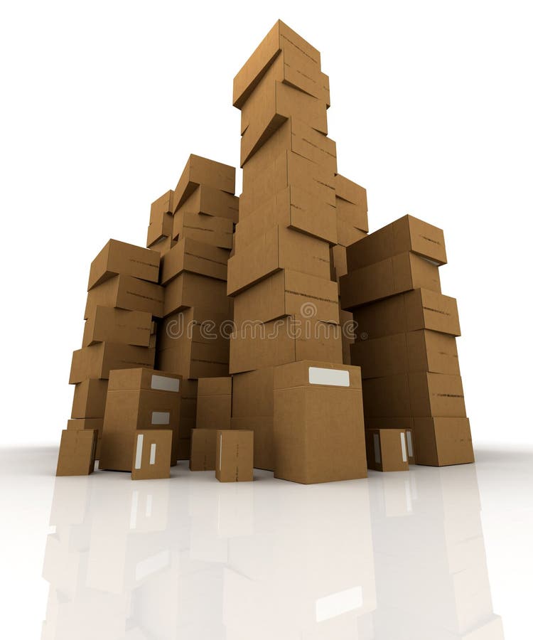 Towers of Brown Cardboard Parcels Stock Photo - Image of packaging ...