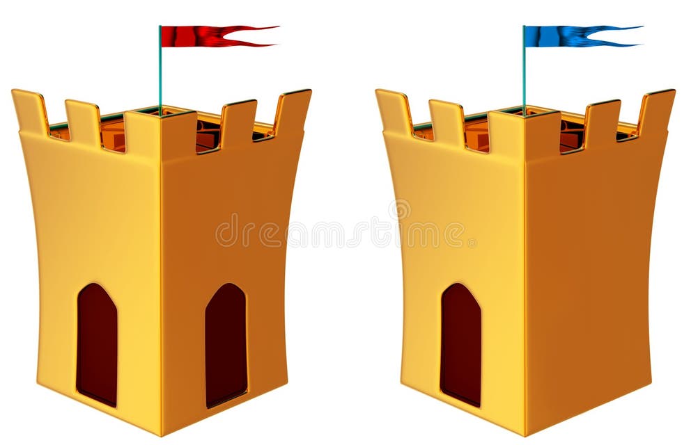 Towers with flags stock illustration. Illustration of antique - 25867344