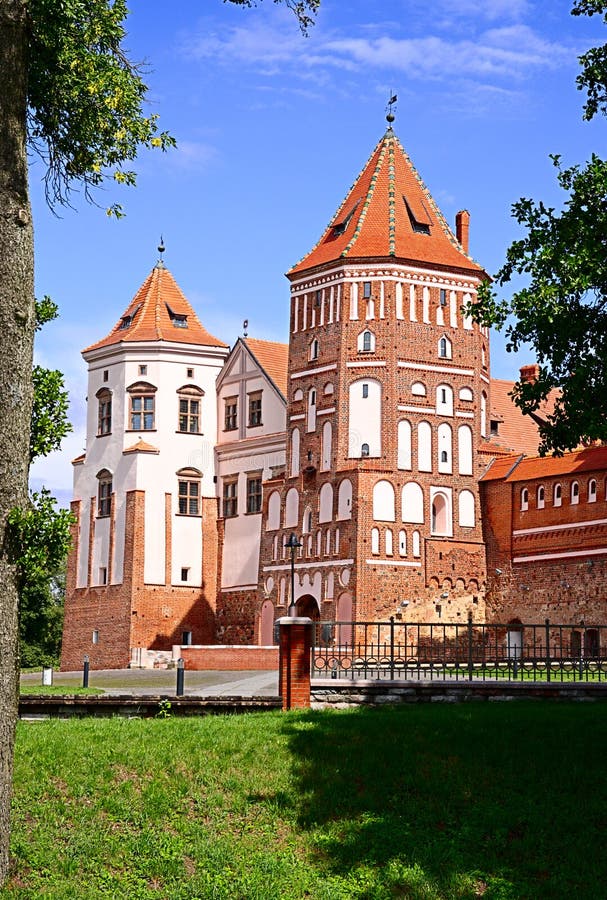 Towers of Mir Castle stock image. Image of building, chateau - 27420397
