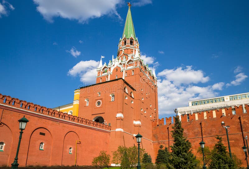 Towers Moscow Behind Red Kremlin Wall Stock Image - Image of gold ...