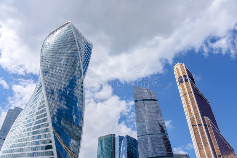 Towers of Moscow City on the Background of the Sky with Clouds. Moscow ...