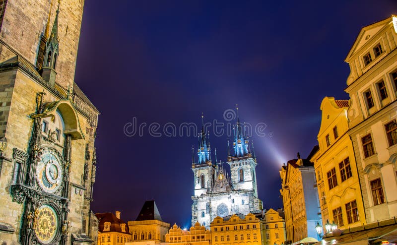 Towers at the Old Town Square Stock Photo - Image of historical ...