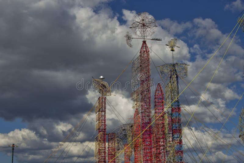 Towers or Structures for Placing Fireworks for Pyrotechnics Use Stock ...
