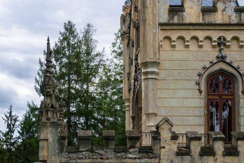 The Towers of the Sturdza Castle from Miclauseni, Romania Stock Image ...