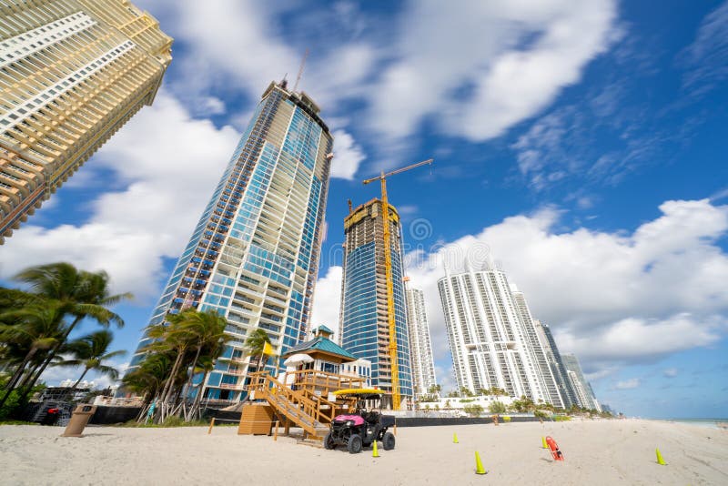 Towers Under Construction on the Beach Stock Image - Image of luxury ...