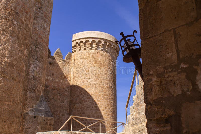 Towers and Walls of the Castle of Belmonte, with Lift Bridge Stock ...
