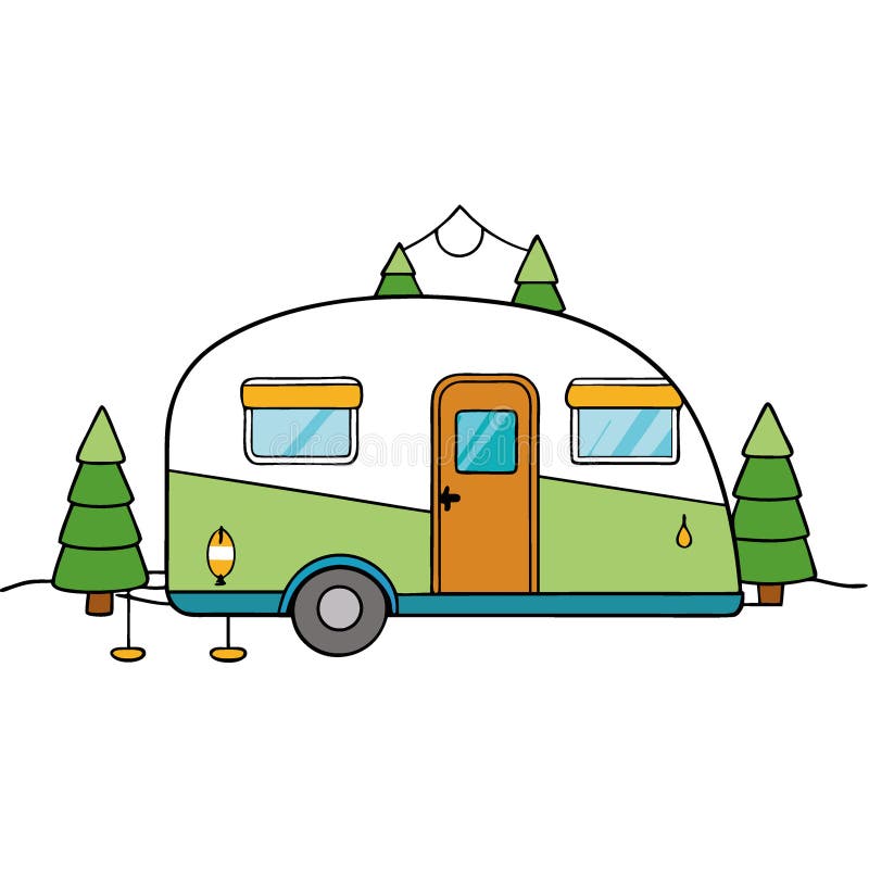 A Towing Caravan Standing in the Park with Led Lights in the Winter ...