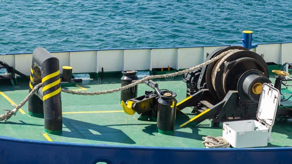 Towing Winch on the Deck of a Tugboat Stock Image - Image of ...