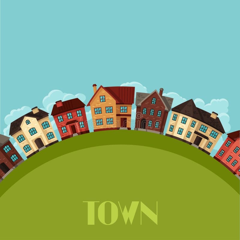 Town Background Design with Cottages and Houses Stock Vector ...